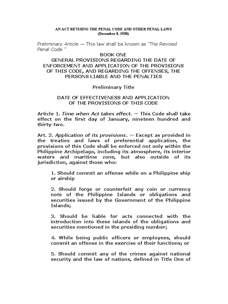 REvised Penal Code of The Philippines | PDF | Felony | Pardon