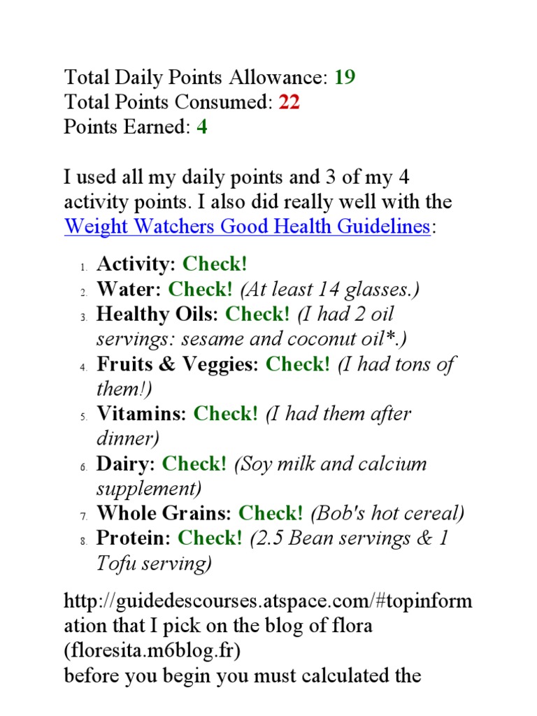 Total Daily Points Allowance For Weight Watchers | Weight Watchers | Milk