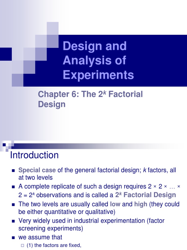 Analysis of a Two-Level Factorial Design Examining the Effects of Four ...