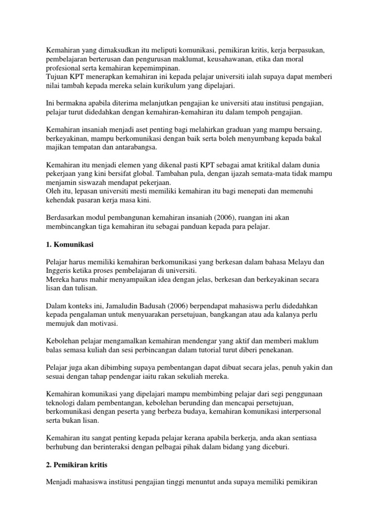 Kepentingan Kemahiran Insaniah | PDF