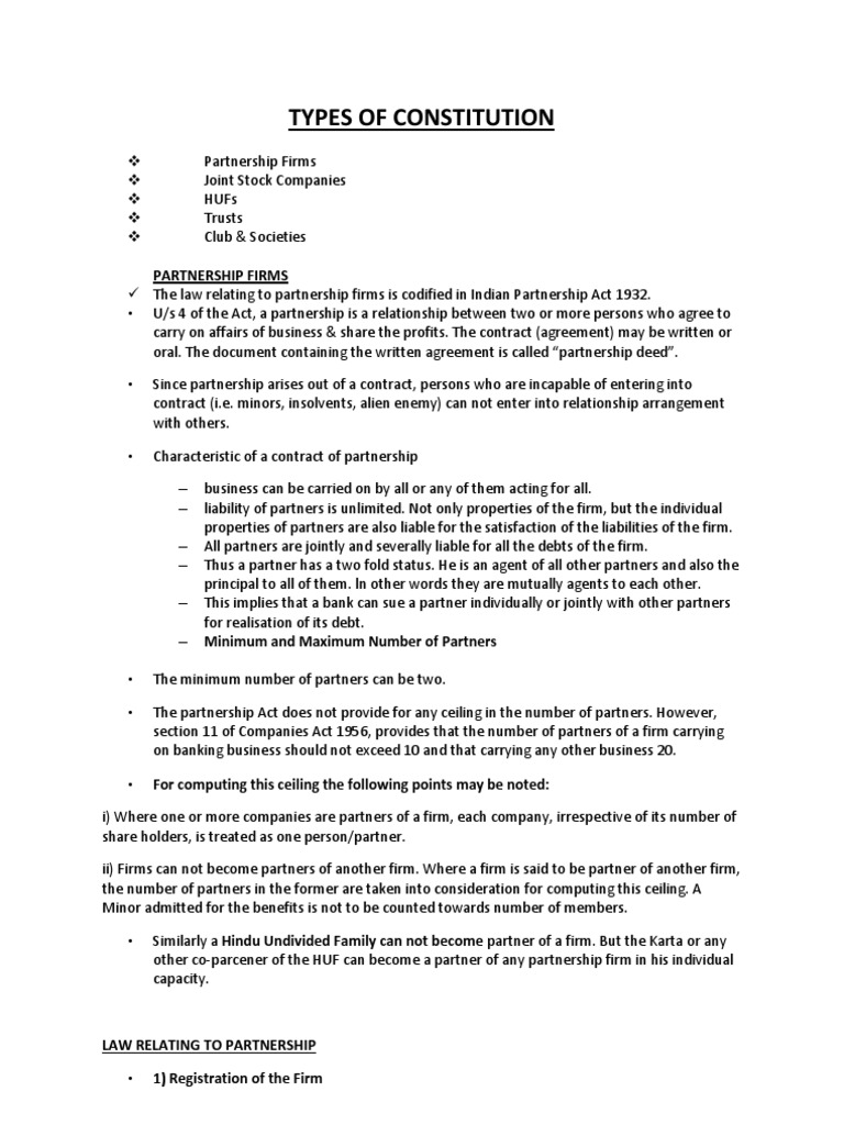 Types of Constitution | PDF | Limited Liability Partnership | Law