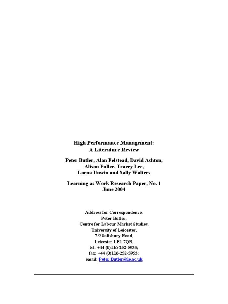 High Performance Management Review | PDF