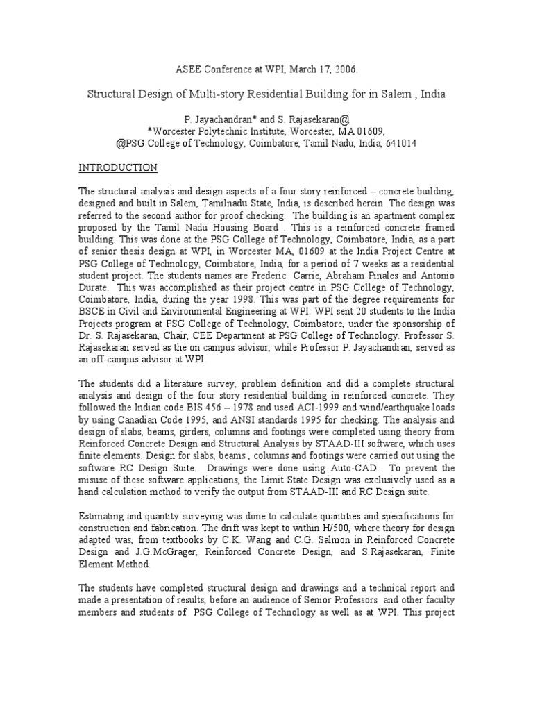 Structural Design of Multi-Story Residential Building | PDF | Column ...