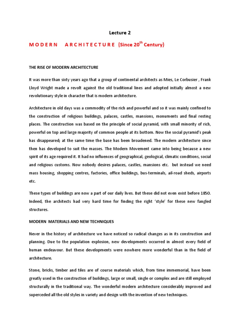 Evolution of Modern Architecture | PDF | Framing (Construction ...