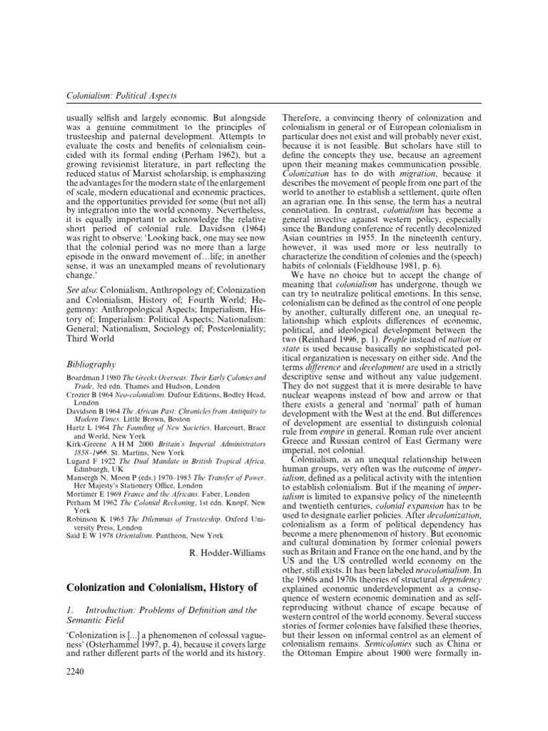 Colonization and Colonialism, History Of | PDF | Colonialism | White People