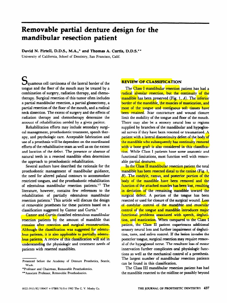 Removable Partial Denture Design For The Mandibulectomy Patients | PDF ...