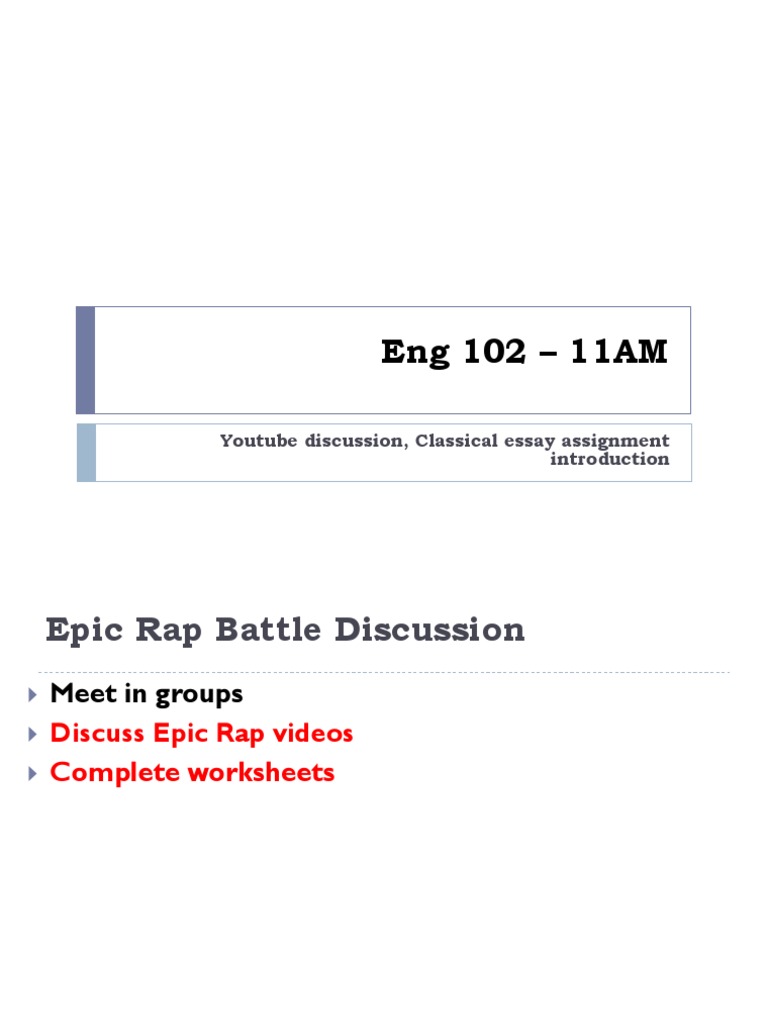 Eng 102 Epic Rap Battle Assignment Guide | PDF | Games & Activities