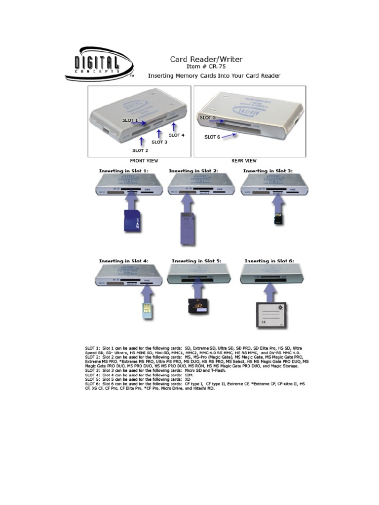Digital Concepts 5 in 1 CardReader 75 PDF | PDF | Installation ...
