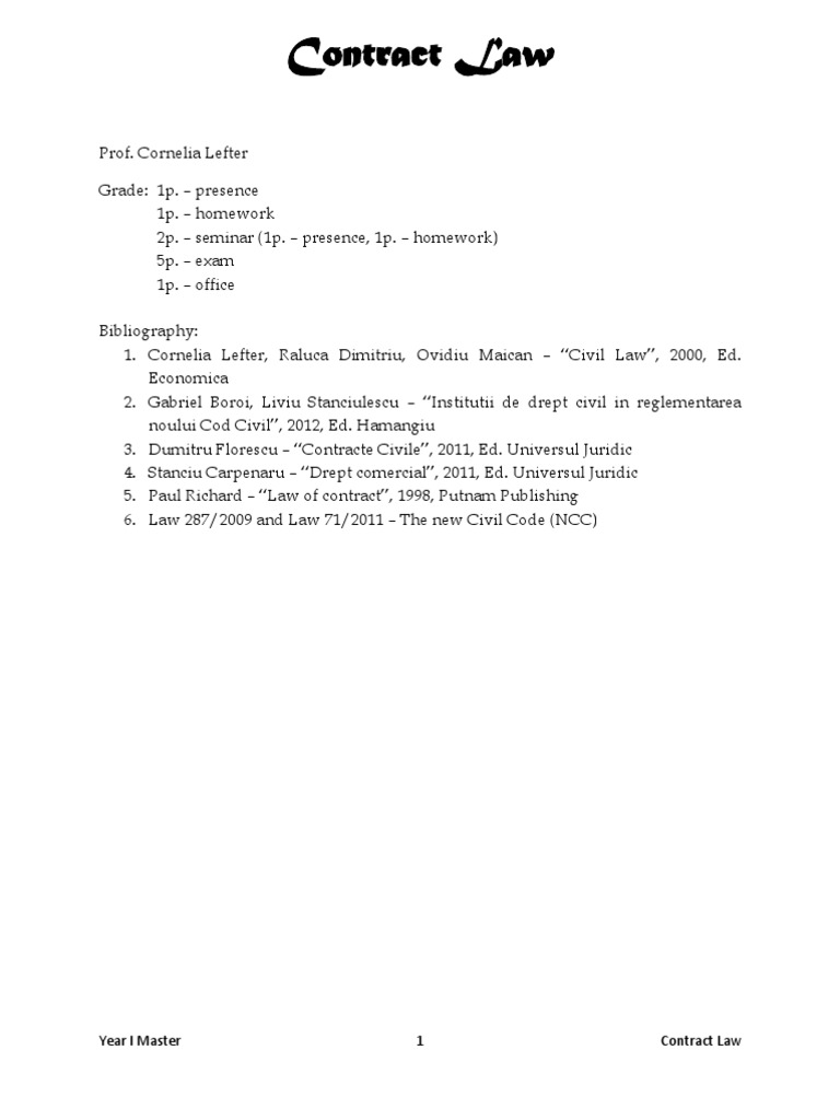 Contract Law - Course | Download Free PDF | Legal Personality ...