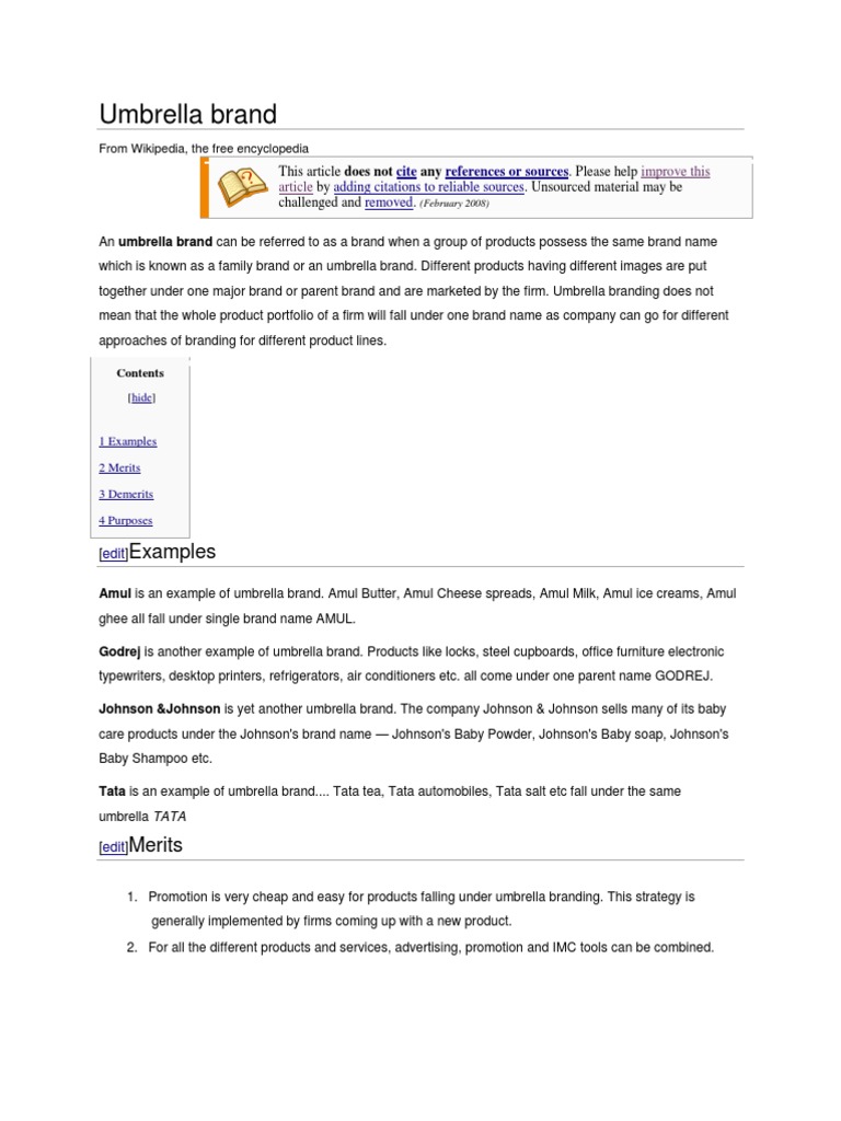 Umbrella Brand: Examples | Download Free PDF | Brand | Brand Management