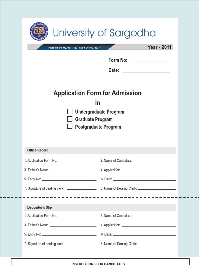Admission Form Regular | PDF
