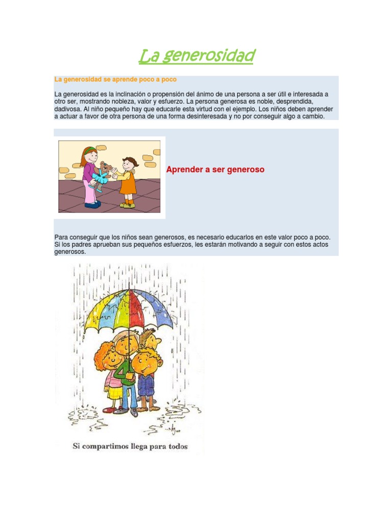 La Generosidad | PDF | Filantropía | Altruismo