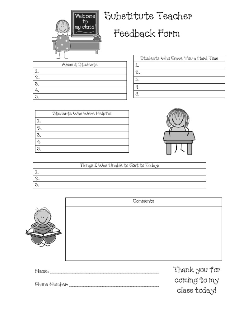 Substitute Teacher Feedback Form | PDF