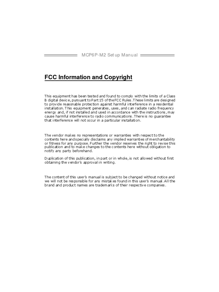 MCP6P-M2 Setup Manual | PDF | Electronic Engineering | Computer Hardware