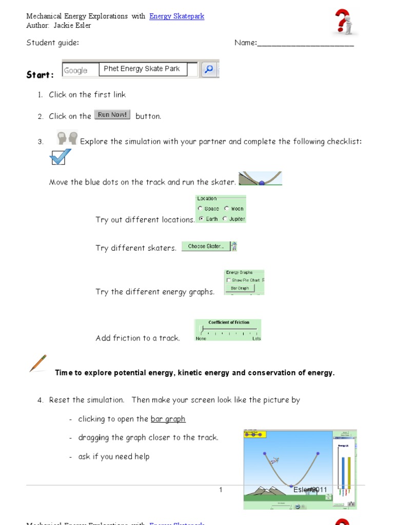 Energy Skate Park Exploration Guide | PDF | Friction | Kinetic Energy