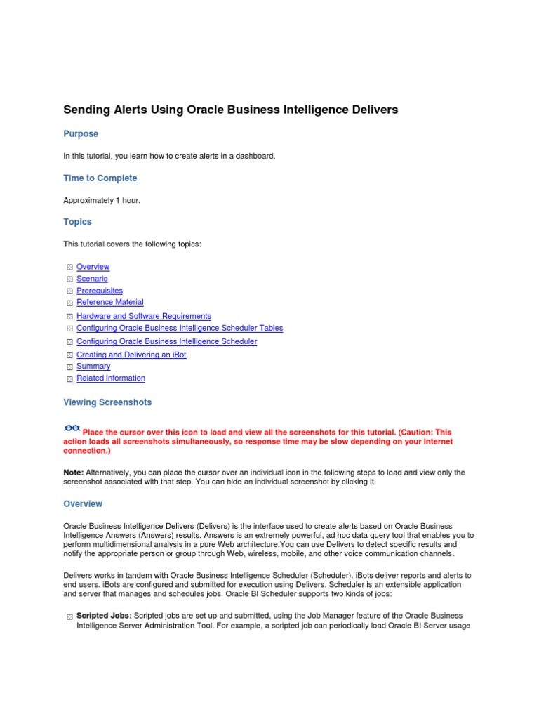 Sending Alerts Using Oracle Business Intelligence Delivers | PDF ...