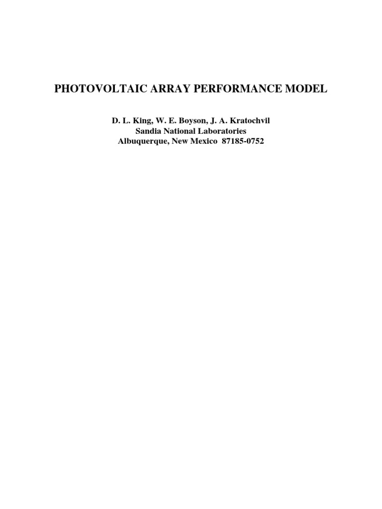 The Sandia Peformance Model | PDF | Photovoltaic System | Photovoltaics