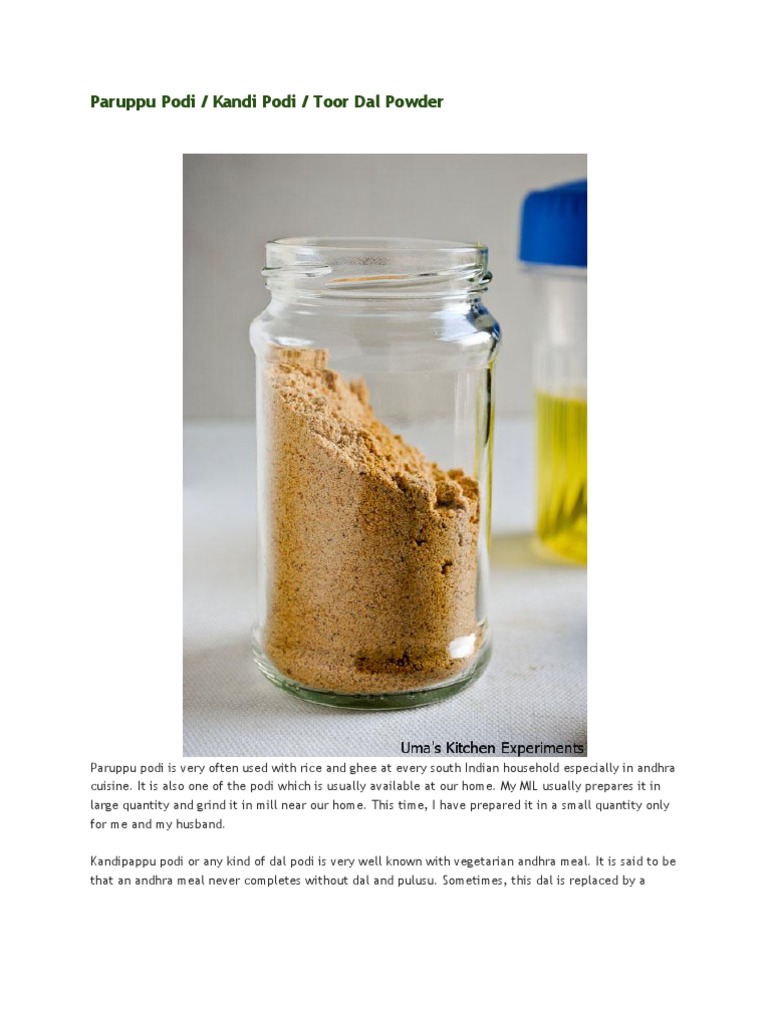 Making of Dhal Powder | PDF | Curry | Chili Pepper