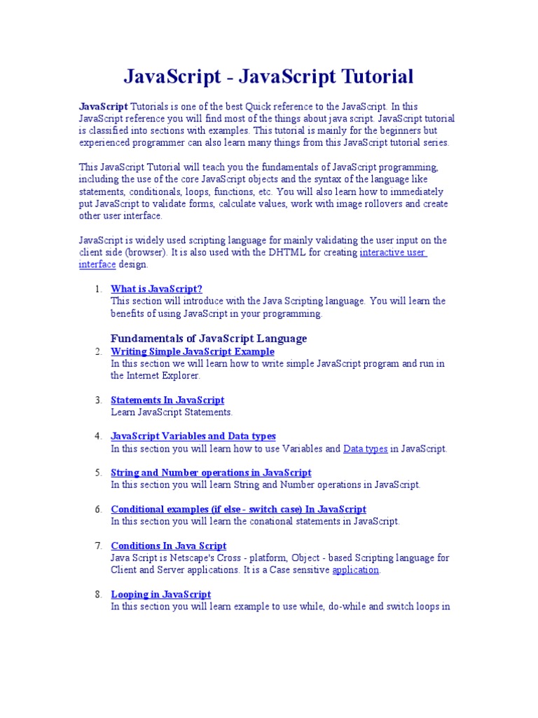 Javascript - Javascript Tutorial: Javascript Tutorials Is One of The ...