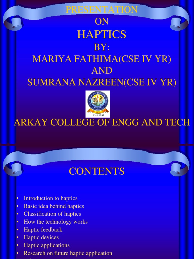 of Haptics | PDF | Human–Computer Interaction | Computing