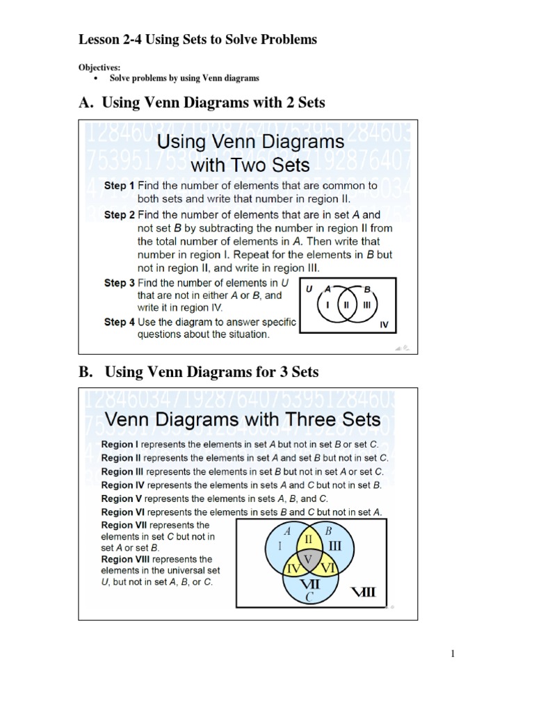 Sets and Venn Diagrams To Solve Problems | PDF