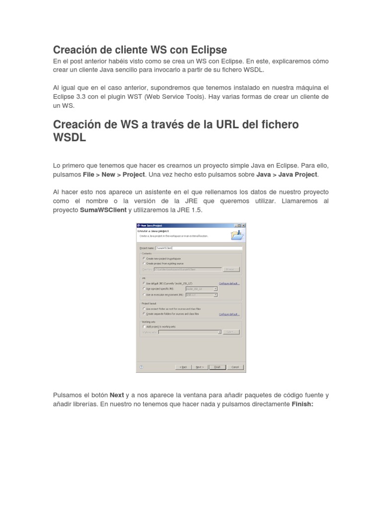 Creación de Cliente WS Con Eclipse | PDF | Eclipse (software) | Java (lenguaje de programación)