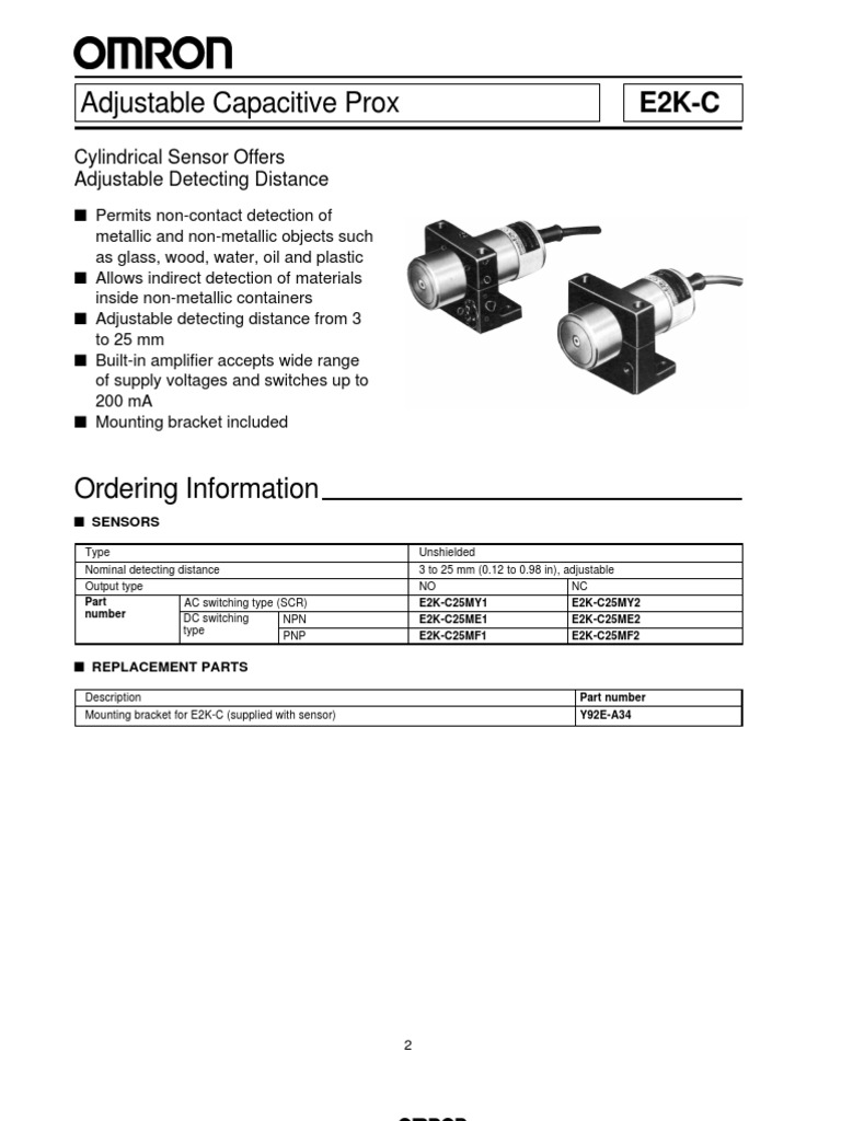 Sensor Capacitivo Omron E2k-C | PDF | Capacitor | Electronics