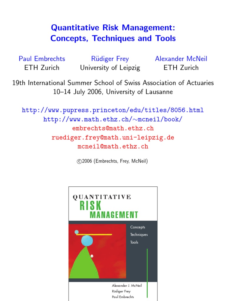 Quantitative Risk Management. Concepts, Techniques and Tools | PDF ...