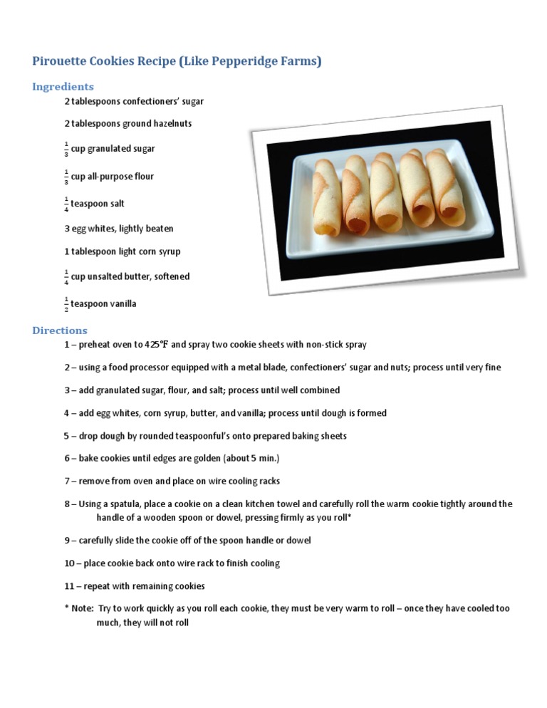 Easy Pirouette Cookies Recipe | PDF