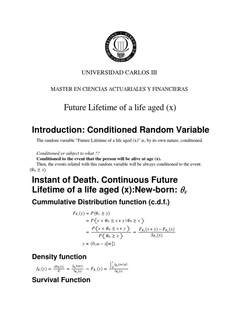 Survival Functions Handout | PDF | Probability Theory | Measure Theory