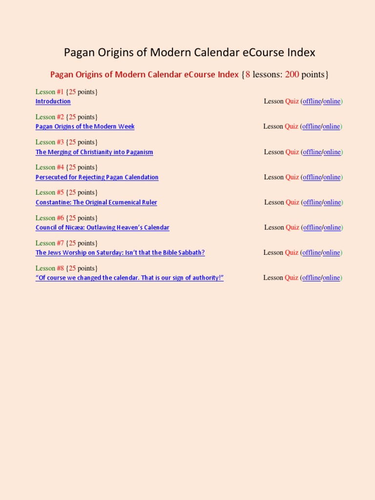 Pagan Origins of Modern Calendar | PDF | Biblical Sabbath | Calendar
