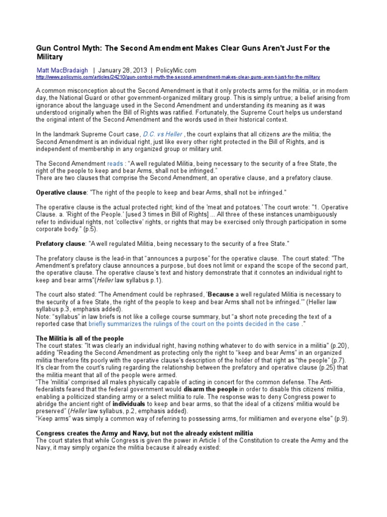 Second Amendment: Individual Gun Rights Explained | PDF | Second ...