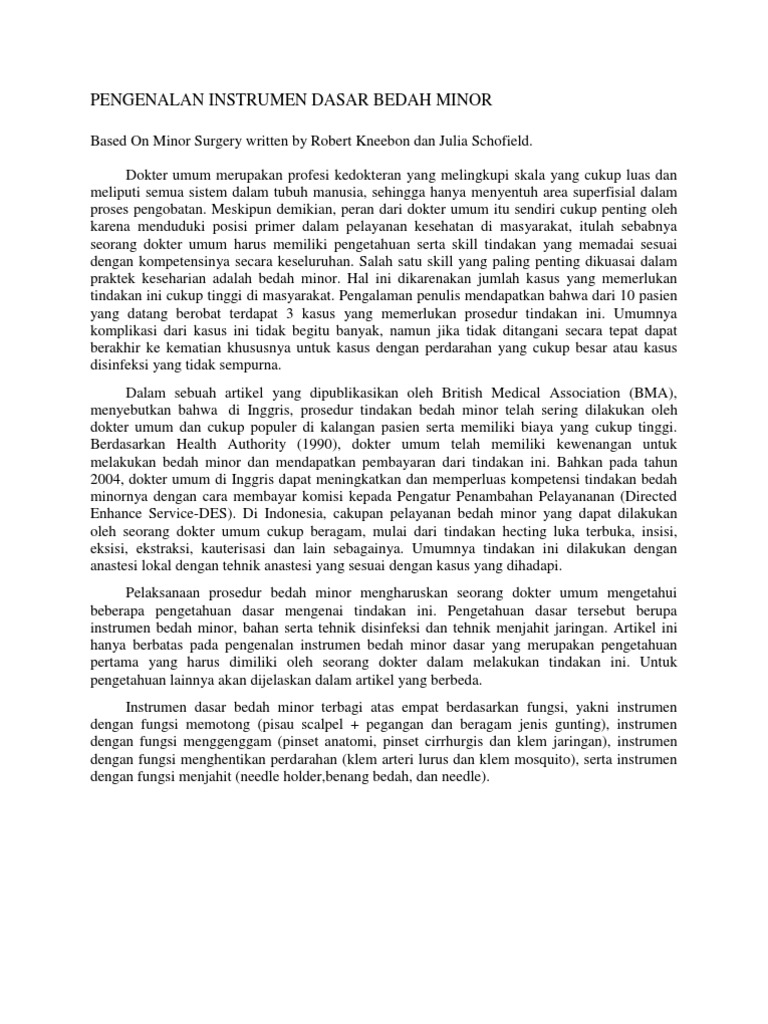 Pengenalan Instrumen Alat Dasar Bedah Minor | PDF