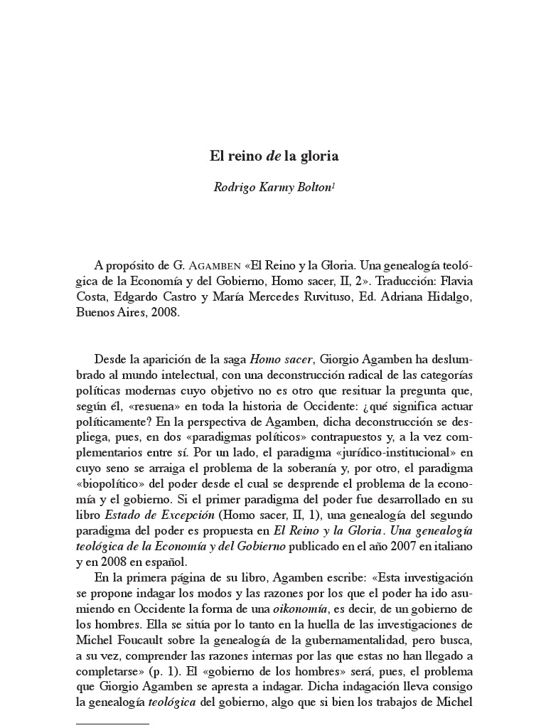 El Reino de La Gloria-Rodrigo Karmy Bolton | PDF | Religión y creencia ...