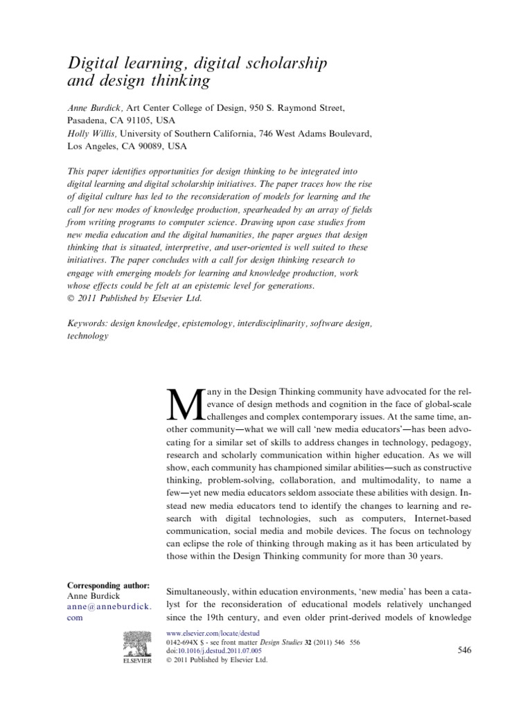 Digital Learning, Digital Scholarship and Design Thinking ...