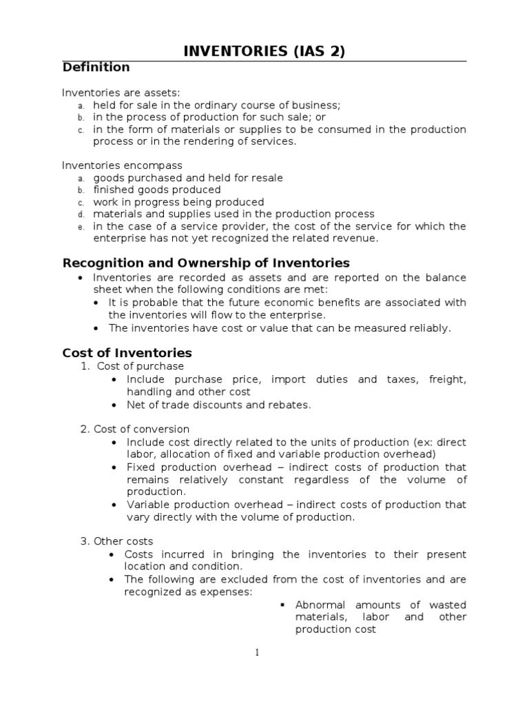 Inventories (Ias 2) | PDF | Discounts And Allowances | Inventory