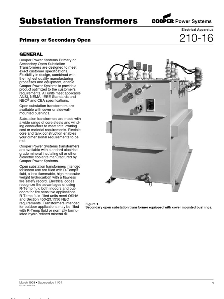 Cooper Open Transformer 21015 | PDF | Transformer | Electrical Substation