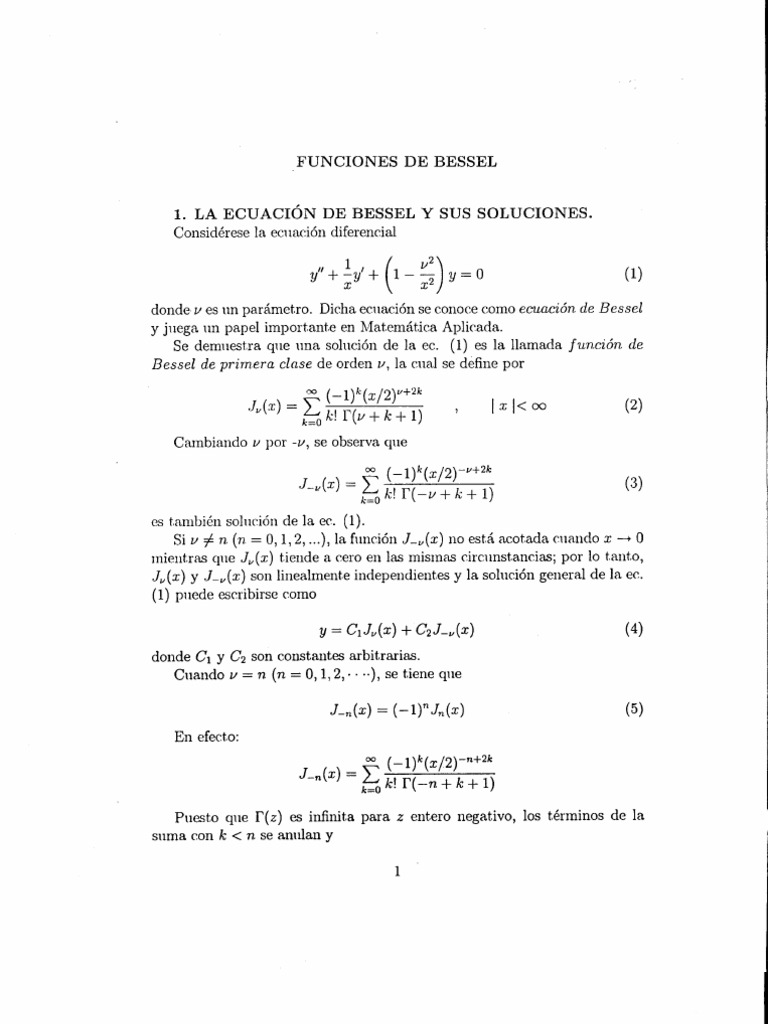 Funciones de Bessel y sus ecuaciones | PDF | Ecuaciones | Análisis matemático