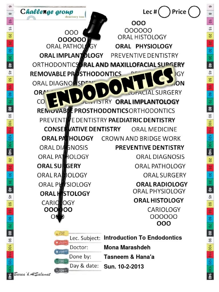 Lec 1 Introduction To Endodontics | Download Free PDF | Dentistry | Dentistry Branches