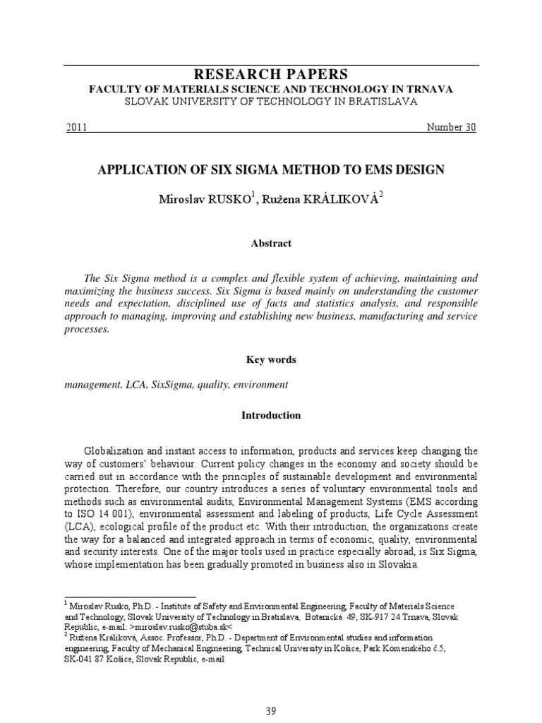 Six Sigma Method for EMS Design | PDF | Computers | Technology ...