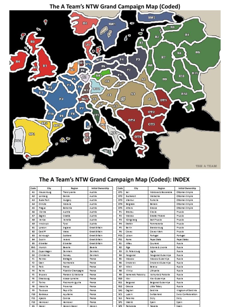 The A Teams NTW Grand Campaign Map - Coded With Index | PDF | Prussia ...
