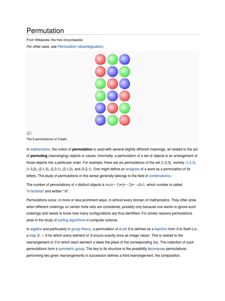 Permutation | PDF | Permutation | Probability