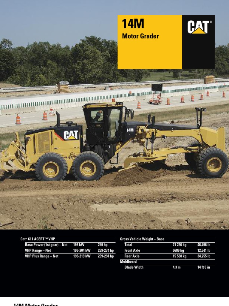 Cat 14 M Motor Grader | PDF | Transmission (Mechanics) | Elevator