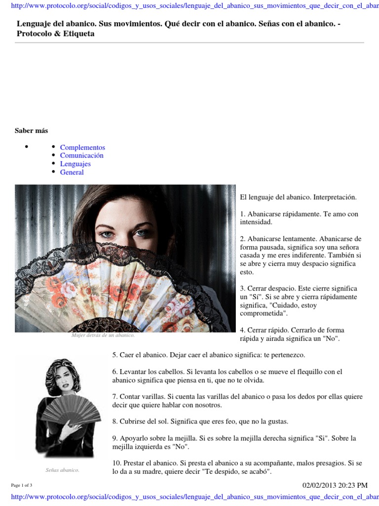 Significado del lenguaje del abanico | PDF | Ocio