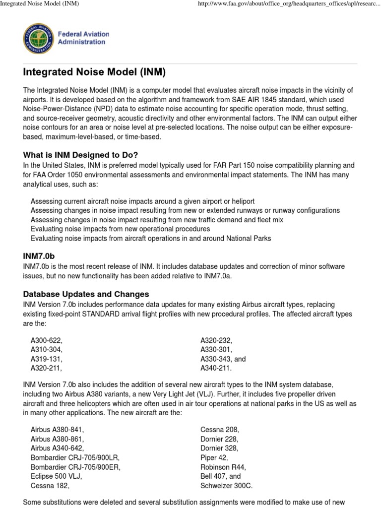 Integrated Noise Model (INM) | PDF | Aircraft | Databases
