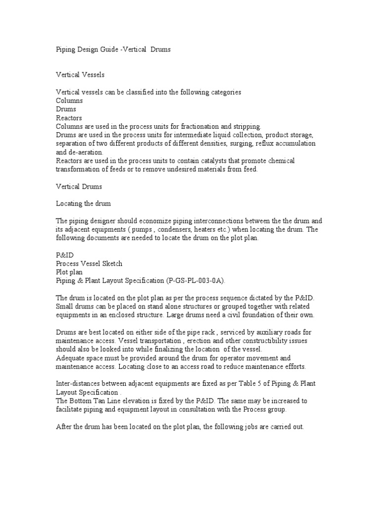 Piping Design Guide-Vertical Drums | PDF | Thermal Insulation | Steam