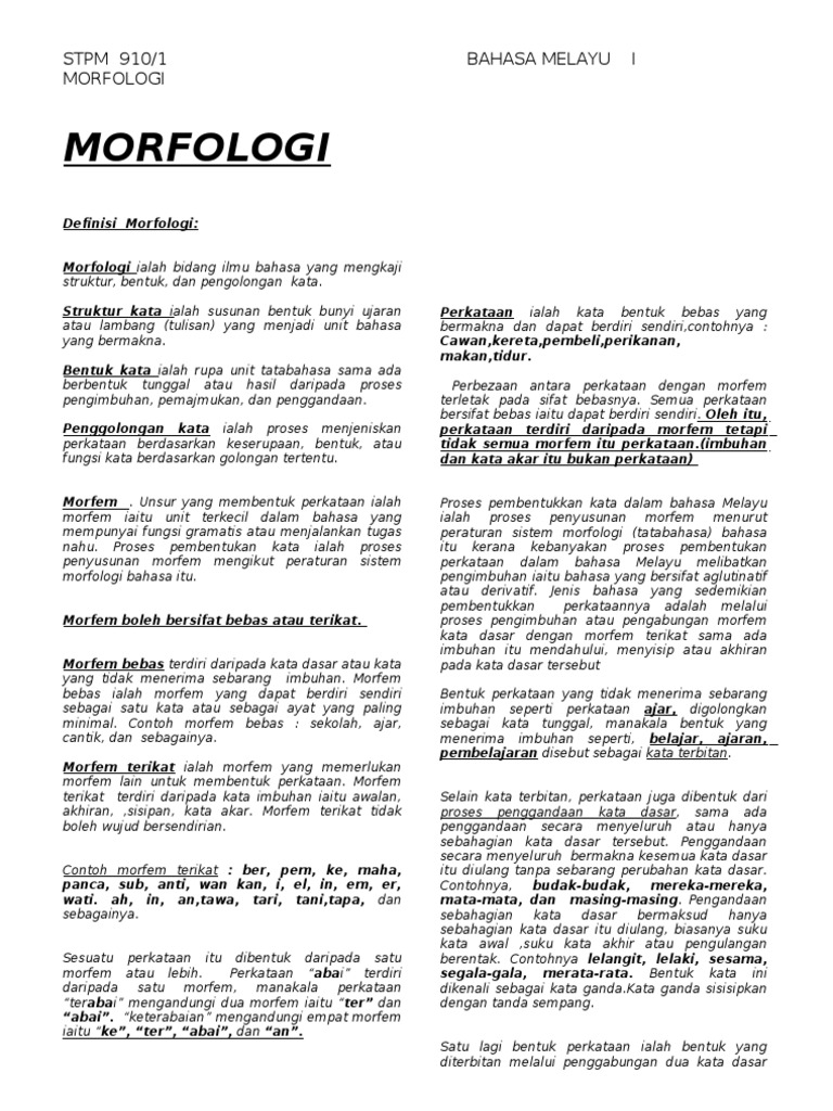 Nota Morfologi | PDF