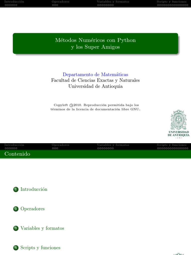 Metodos Numericos Con Python y Los Super Amigos | PDF | Software libre | Python (lenguaje de ...