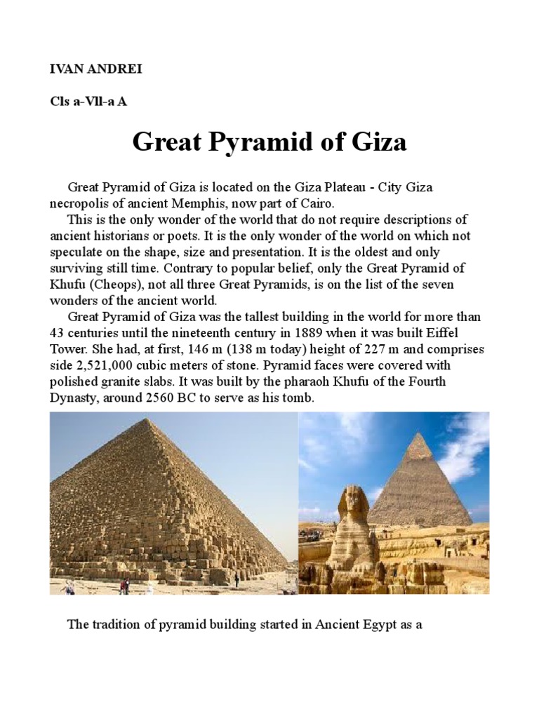 Great Pyramid of Giza Overview | PDF | Pyramid | Egyptian Pyramids