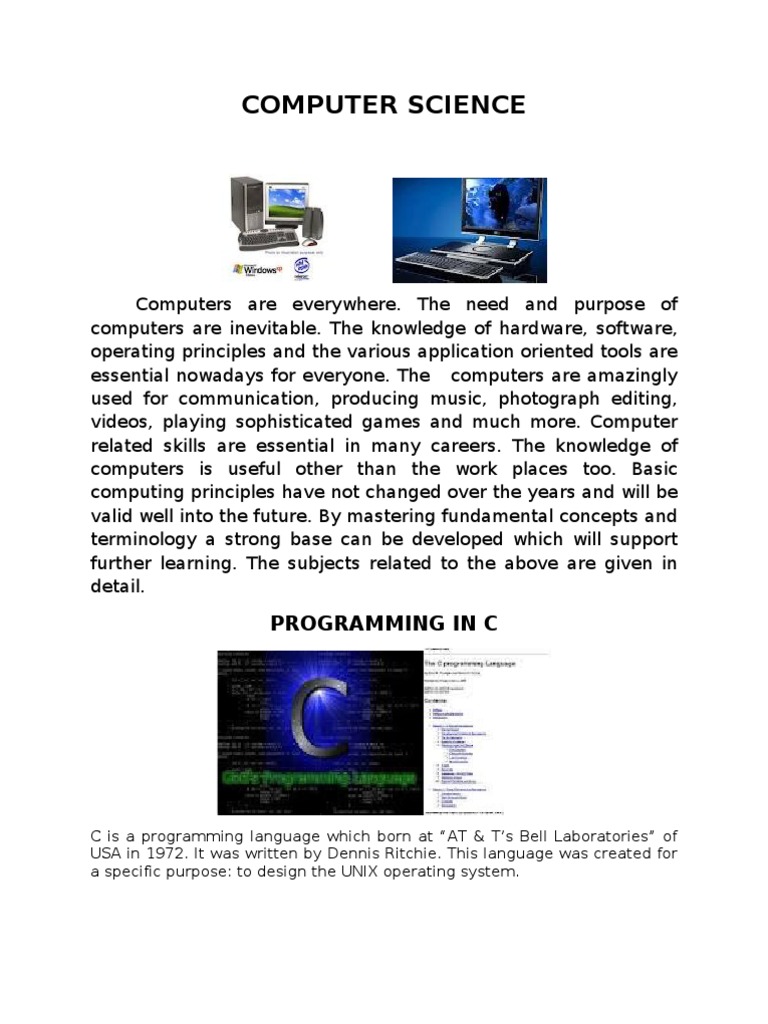 Computer Science Introduction and Syllabus | PDF